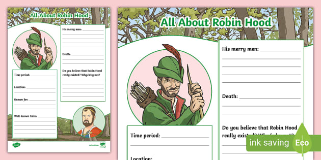 All About Robin Hood Writing Template (teacher made)