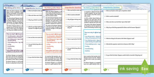 Winter Olympics Differentiated Reading Comprehension