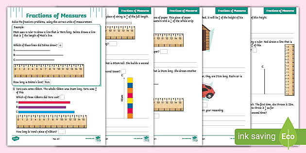 👉 Year 2 Fractions of Measures Activity Sheet - Twinkl