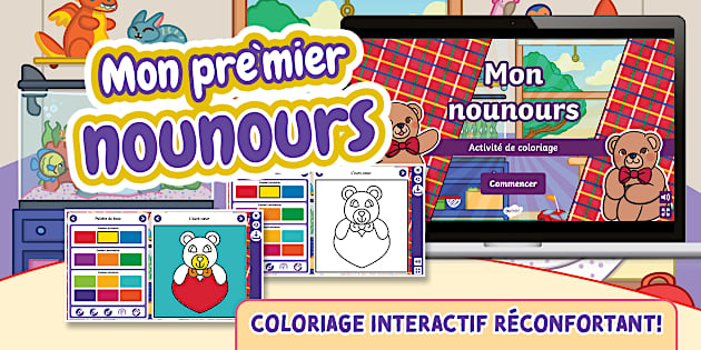 Jeu coloriage interactif : Mon nounours - Twinkl