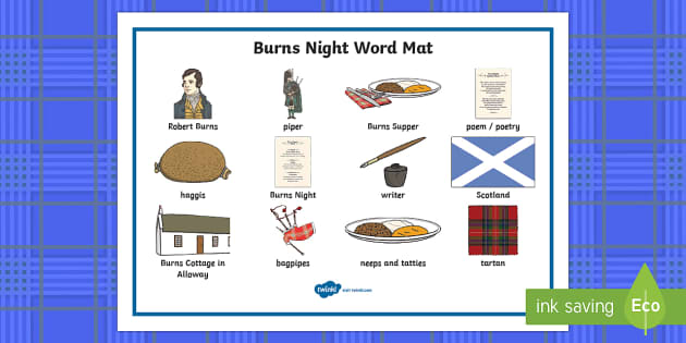 Burns Night Word Mat (teacher made)