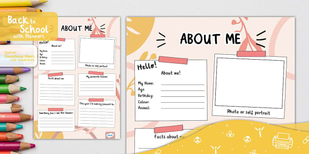 About Me Student Activity | Back To School for SEND educators | Muted ...
