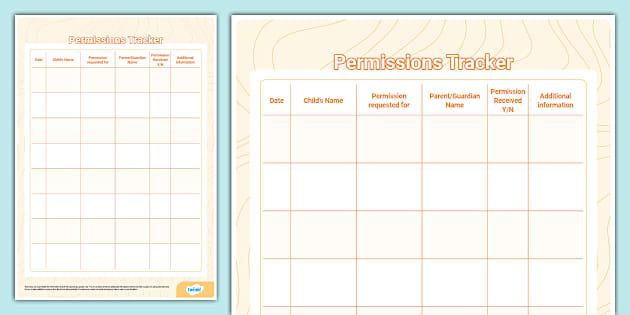 Early Years Permissions Tracker (teacher made) - Twinkl