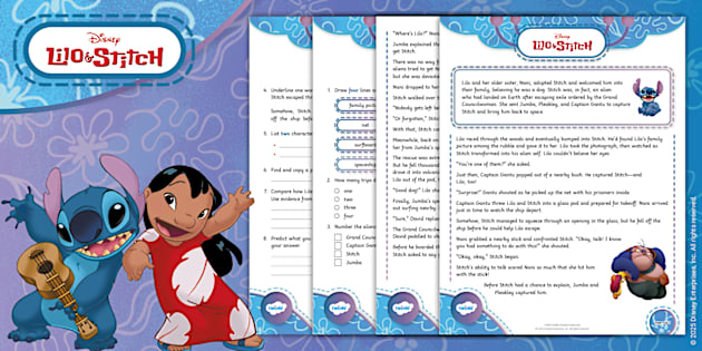 Lilo & Stitch: Fourth Grade Reading Worksheet (Teacher-Made)