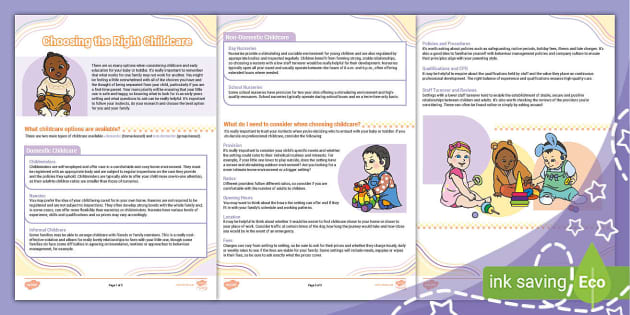 Choosing the Right Childcare (teacher made) - Twinkl Choosing the Right Childcare (teacher made) - Twinkl