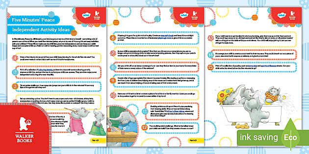 FREE! - Five Minutes' Peace Independent Activity Ideas