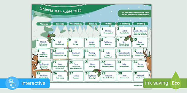 December Play-Along Calendar (2023) (teacher made) - Twinkl