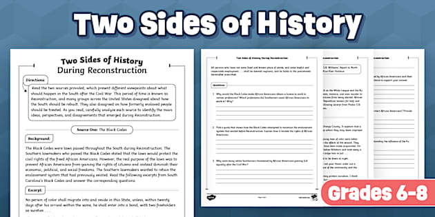 Two Sides of History: A Civil War Reconstruction Activity