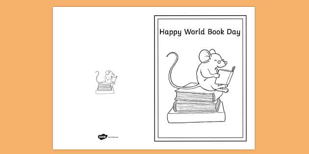 FREE! - Library Mouse-Themed World Book Day Card Colouring Activity