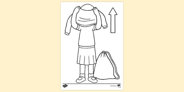 FREE! - Girl Taking Off School Jumper Colouring Sheet