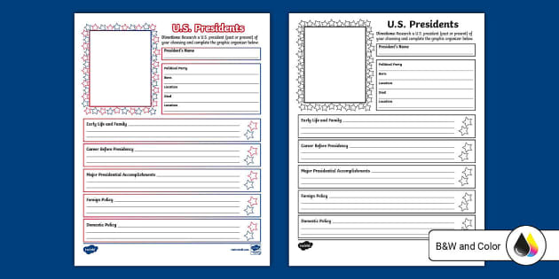 U.S. Presidents Doodle Organizer for 6th-8th Grade - Twinkl