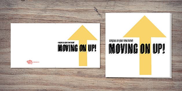 Moving On Up New Home Card | Twinkl Party (teacher made)