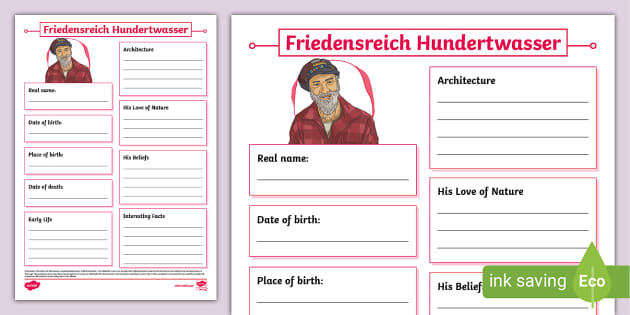 Friedensreich Hundertwasser Fact File Template - Twinkl