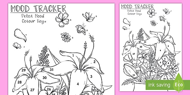 Floral-Themed Mood Tracker Bullet Journal Page