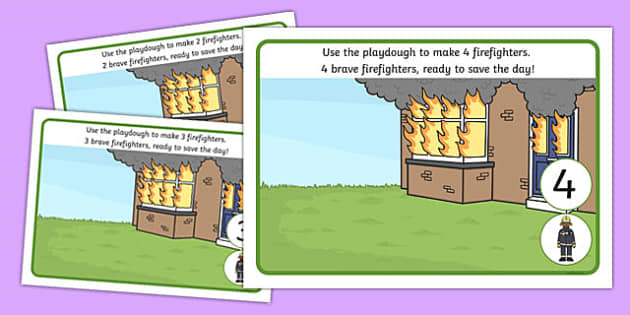 5 Brave Firefighters Playdough Mat (teacher made) - Twinkl