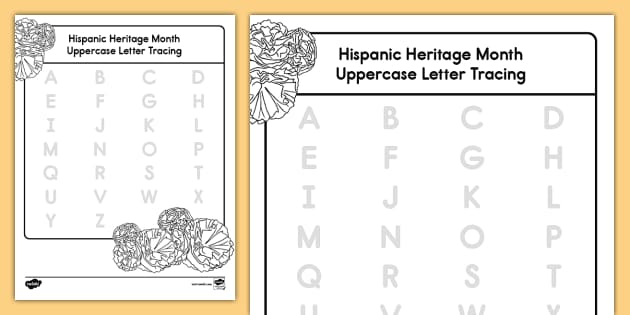 Hispanic Heritage Month Uppercase Letter Tracing Activity