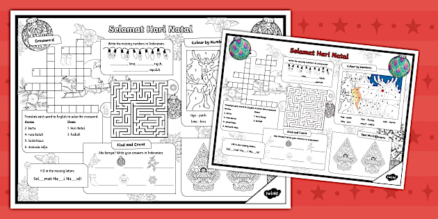 Christmas Activity Mat Year 3-6 - Indonesian - Twinkl