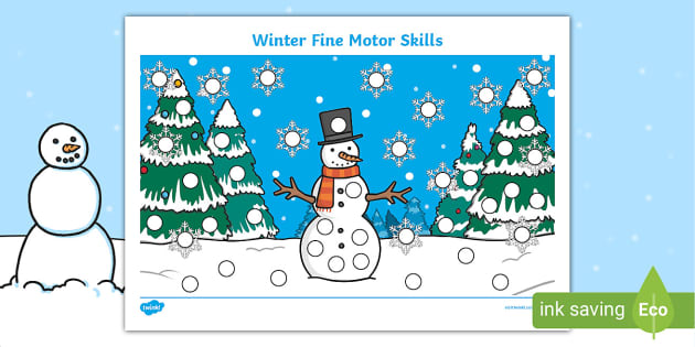 Winter Button Placing Fine Motor Skills Activity - Twinkl