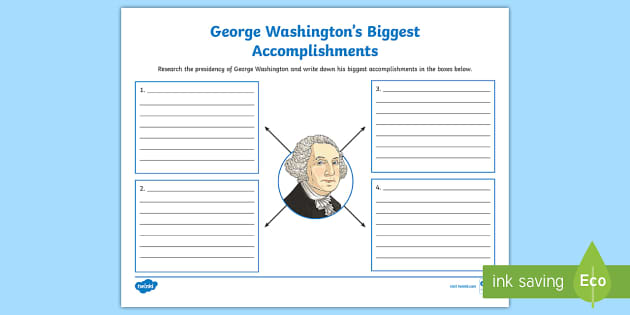 George Washington's Biggest Accomplishments Graphic Organizer for 3rd-5th