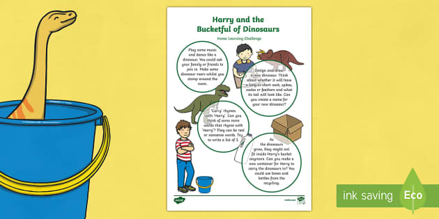 Harry and the Bucketful of dinosaurs Home Learning Challenge Sheet ...