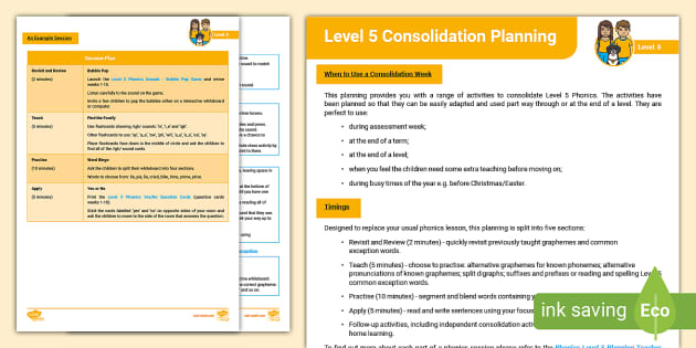 Level 5 Consolidation Planning - Year 1 - KS1 - Phase 5