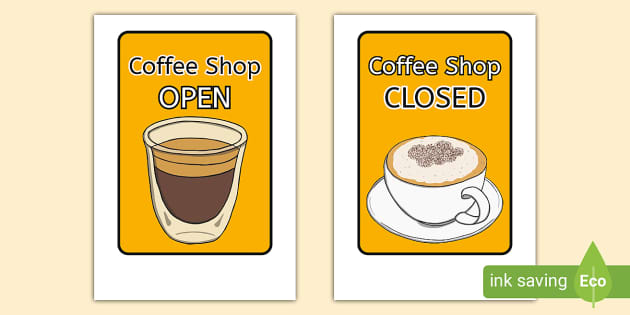 * NEW * Coffee Shop Open and Closed Sign Display Posters