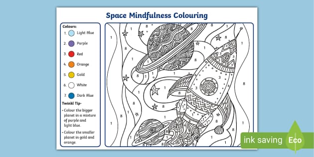 FREE! - Space Colour by Number Mindfulness Colouring