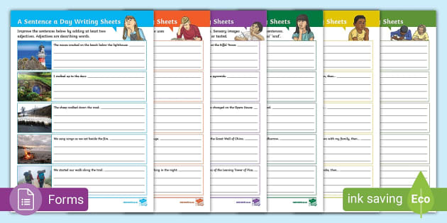 Level 3 Sentence A Day Differentiated Writing Sheets (Set 2)