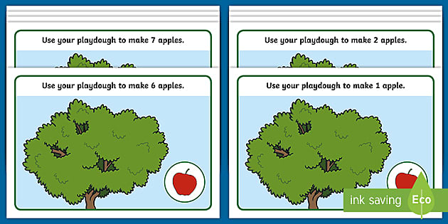 Basic Counting Apples Playdough Mats (teacher made) - Twinkl