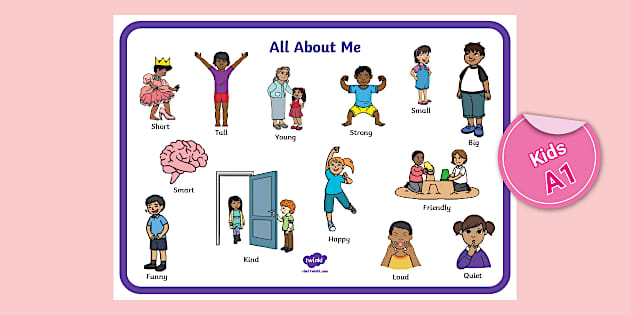 ESL All About Me Adjectives Word Mat [Kids, A1] - Twinkl