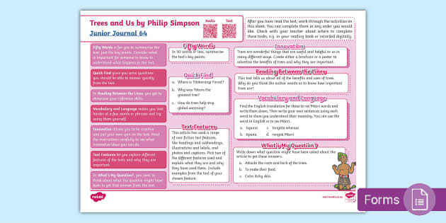 Junior Journal 64 November 2022: Trees and Us (Article Follow -Up)