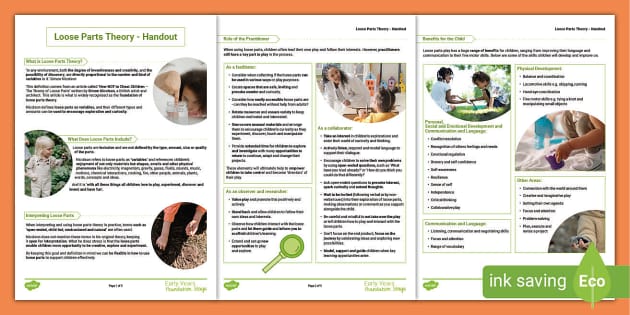 Loose Parts Theory Handout | Loose Parts | CPD | Twinkl