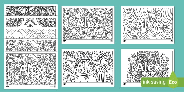 Free Alex Mindfulness Name Colouring Activity Twinkl
