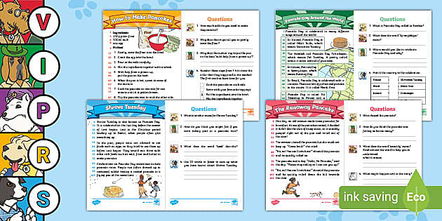 KS1 Pancake Day 60-Second Reads Activity Pack - Twinkl