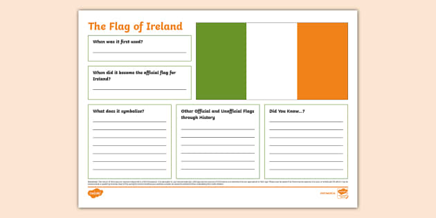 Irish Flag Fact File Template (Teacher-Made) - Twinkl