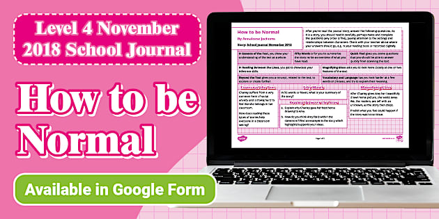 Level 4 November 2018 Journal - How to be Normal Story