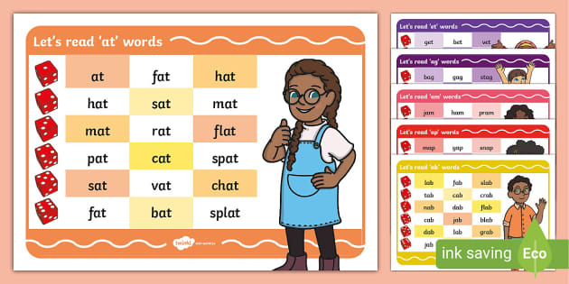 Roll and Read Word Families Activity Mat Resource Pack