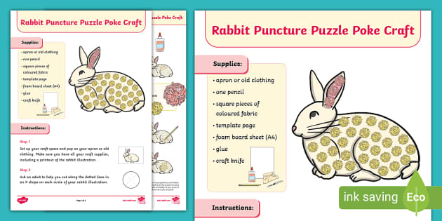 * NEW * Rabbit Puzzle Puncture Poke Paint Craft - Twinkl