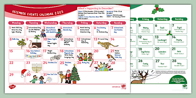December Events and Play-Along Calendar Pack (2025) - Twinkl