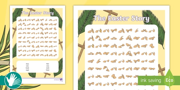 Easter Story Fingerspelling Word Search (teacher made)