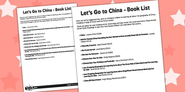 Let's Go to China Book List (teacher made) - Twinkl