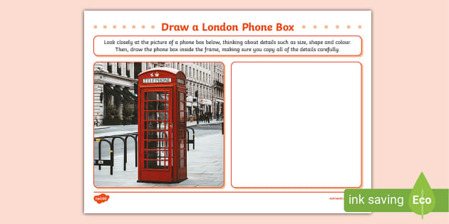 Draw a London Phone Box Activity (Teacher-Made) - Twinkl