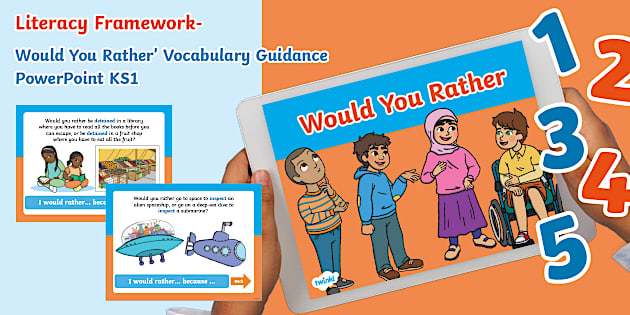Literacy Framework- 'Would You Rather' Vocabulary Guidance PowerPoint KS1