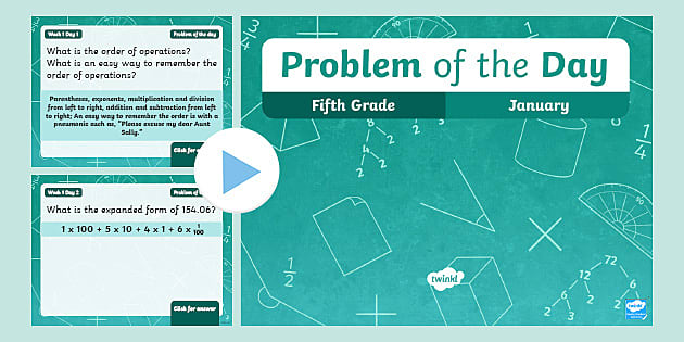 Fifth Grade Math Problem Of The Day January PowerPoint