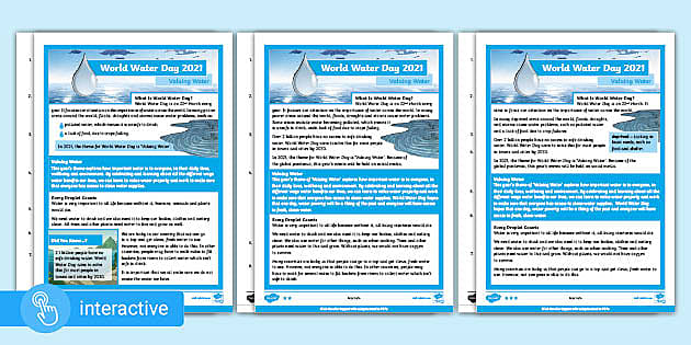 Water Conservation Reading Comprehension PDF | Valuing Water