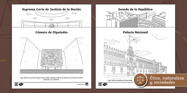 Poderes del Estado Mexicano - hojas para colorear - Twinkl