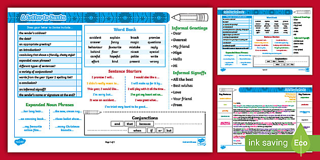 KS1 A Letter to Santa Knowledge Organiser (teacher made)