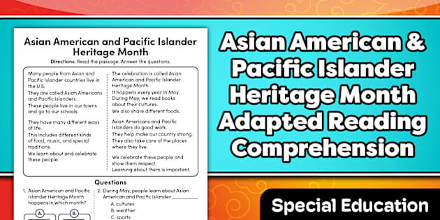 Asian American and Pacific Islander Heritage Month Adapted Reading ...