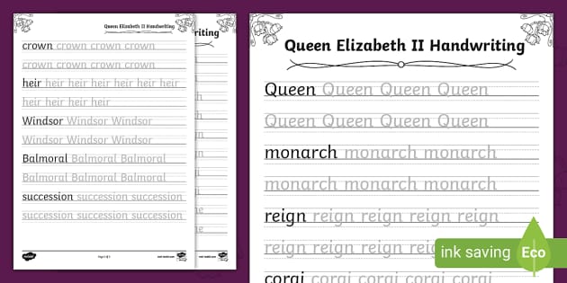 Queen Elizabeth II Handwriting,the queen, (teacher made)