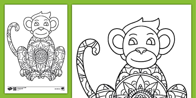 monkey coloring pages for adults